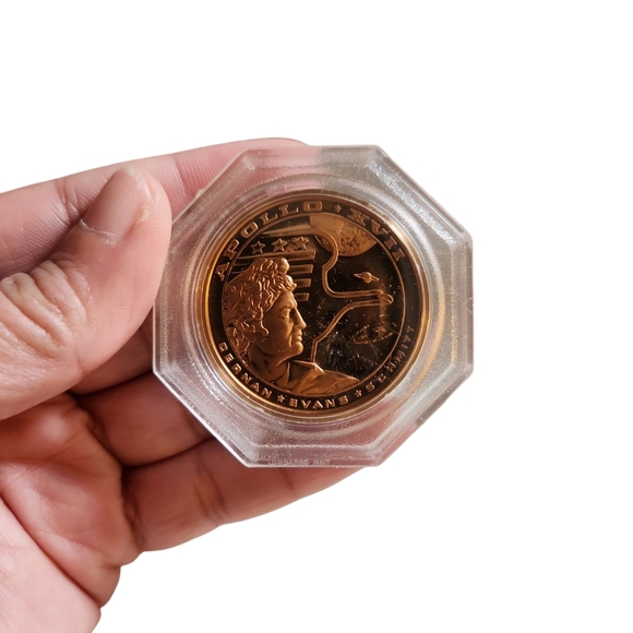 Accents | Vintage Apollo Xvii Commemorative Coin Gold Taurus Littrow ...